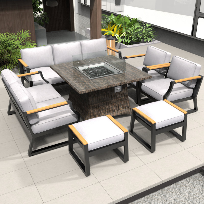 Brayden Studio® Evander 7 - Person Outdoor Seating Group with Cushions | Wayfair